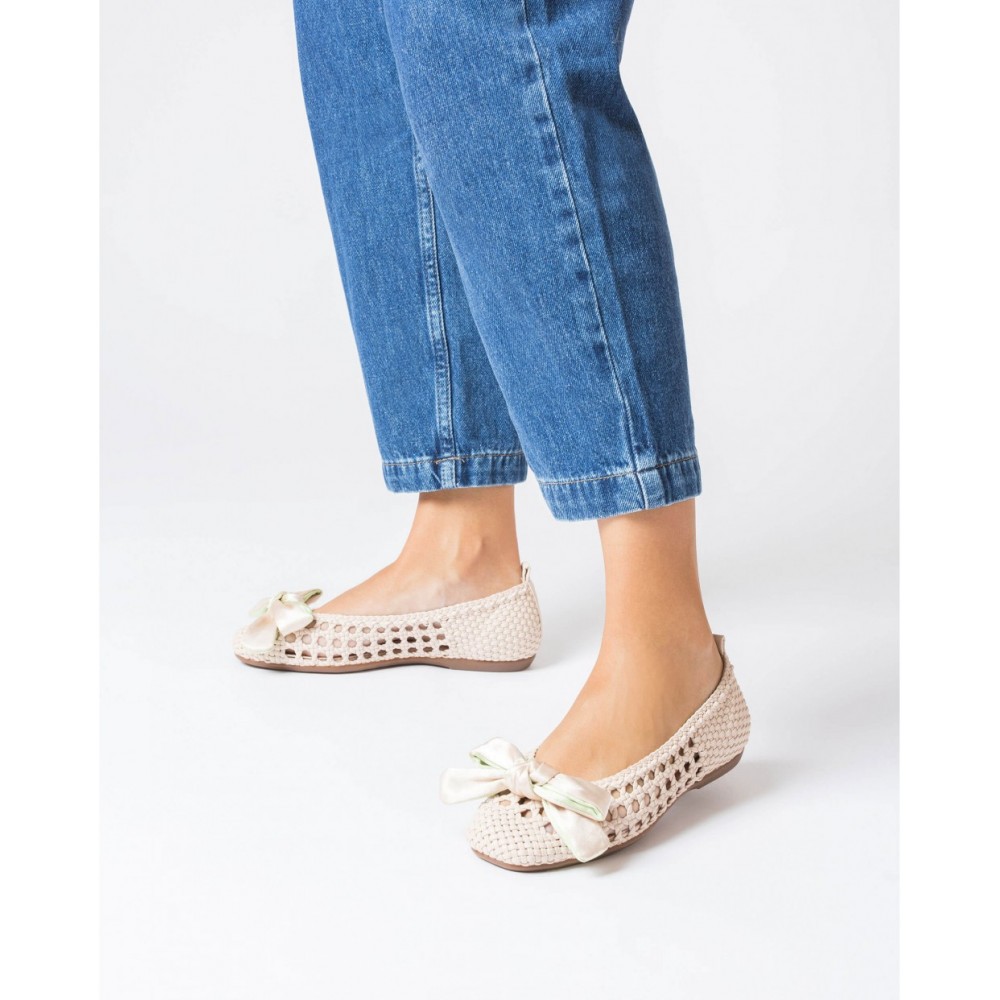Bailarina Trenzada Wonders 1001 Bow Beige Calzaro PV23 SS23 | Calzaro