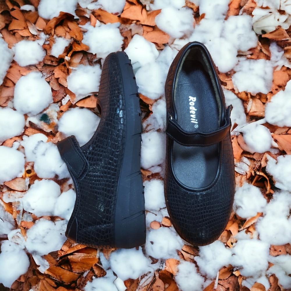 Zapatilla Velcro Lycra Mujer Rodevil 213 Negro Calzaro OI25|Calzaro